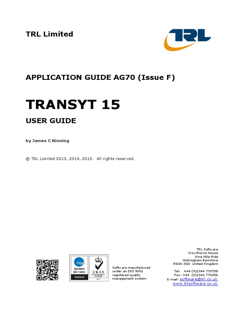 Transyt 15 User Guide | PDF | Traffic | Traffic Light