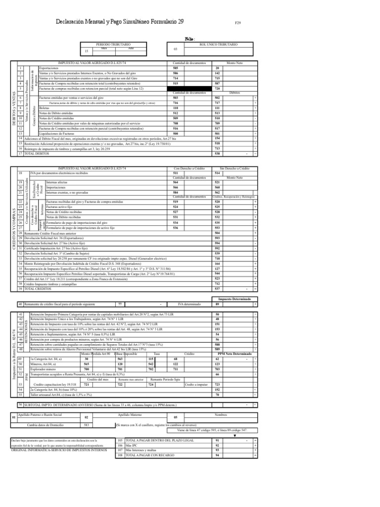 F29.Completo en Excel