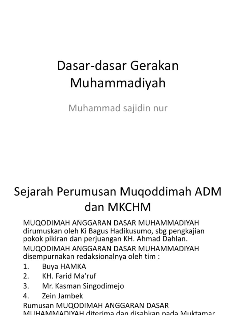 Dasar-Dasar Gerakan Muhammadiyah | PDF