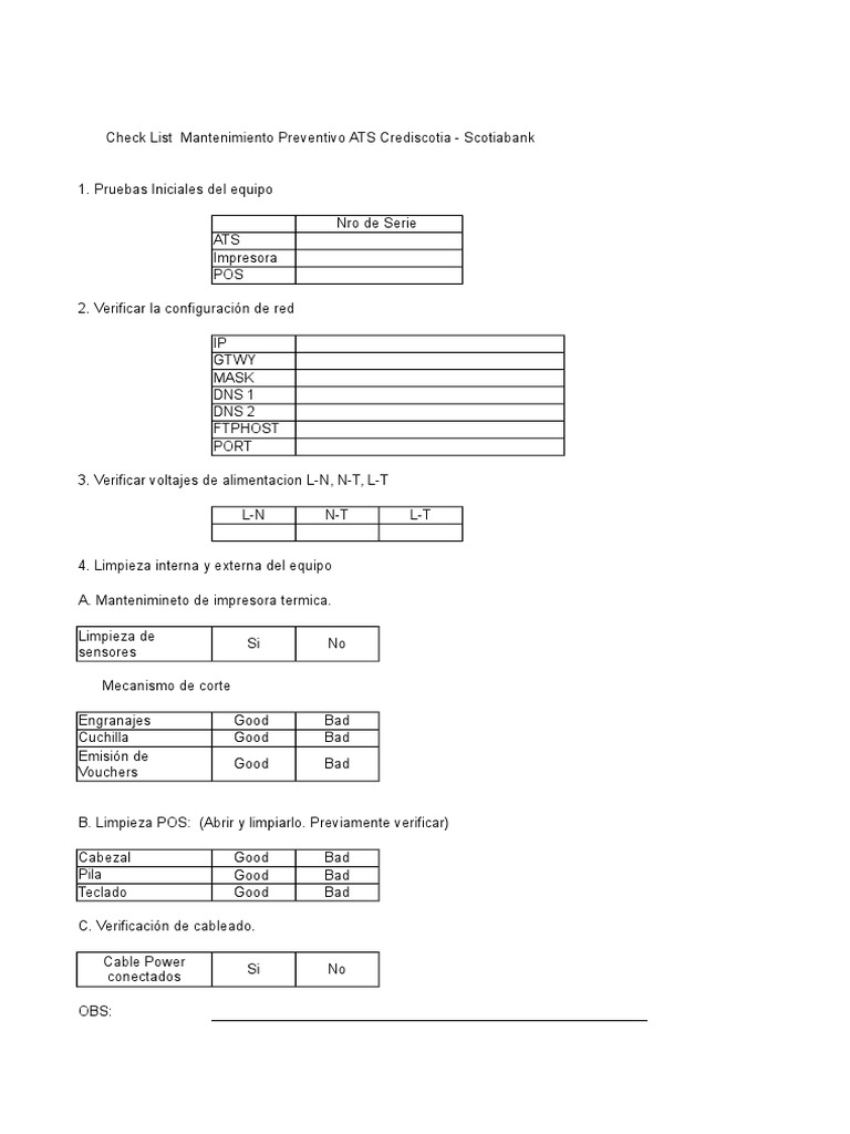 Check List Equipos I870-I7000-K900 | PDF | Hardware de la computadora ...