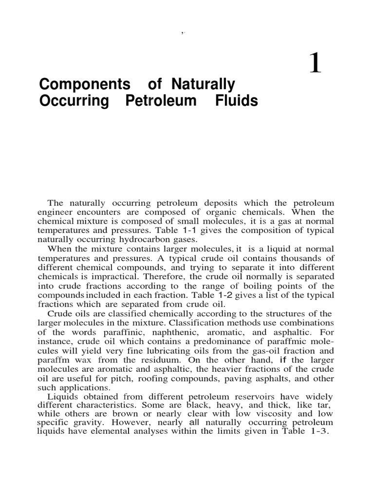 Components of Naturally Occurring Petroleum | PDF