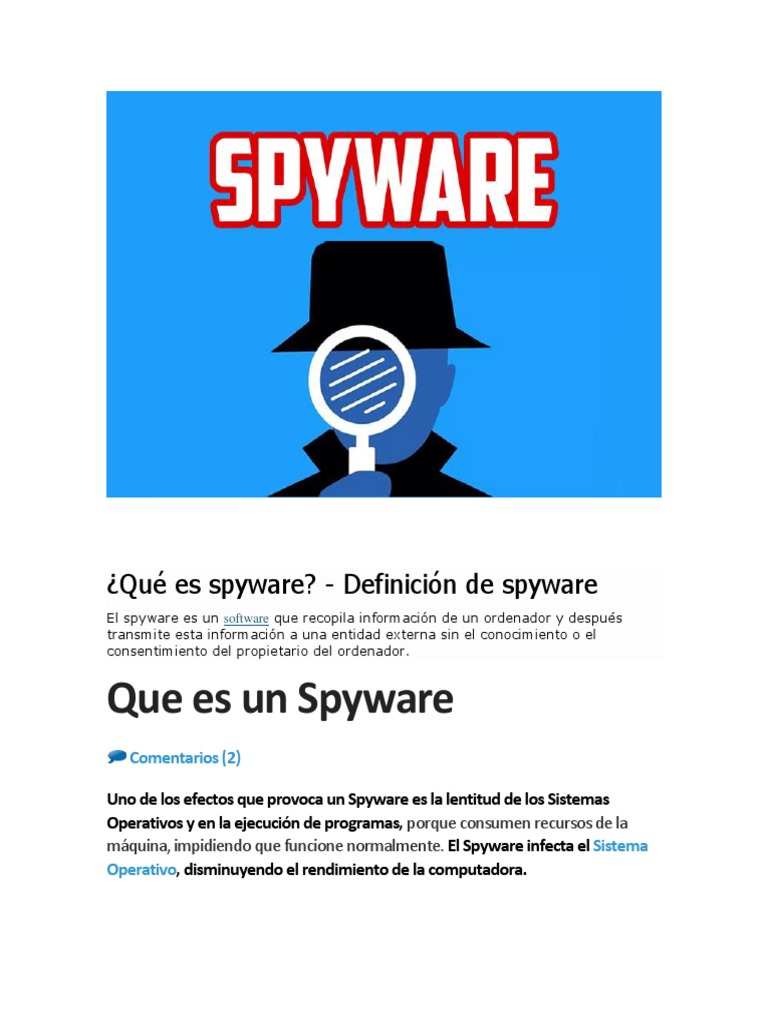 Lo que necesitas saber sobre spyware: definición, objetivos, efectos y cómo eliminarlo | PDF ...
