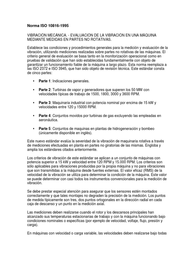 Norma ISO 10816 | PDF | Medición | Eje