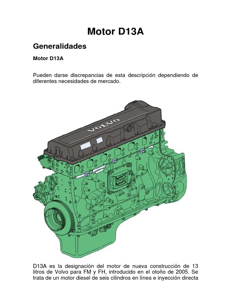 Motor D13A PDF | PDF | Engranaje | Bomba