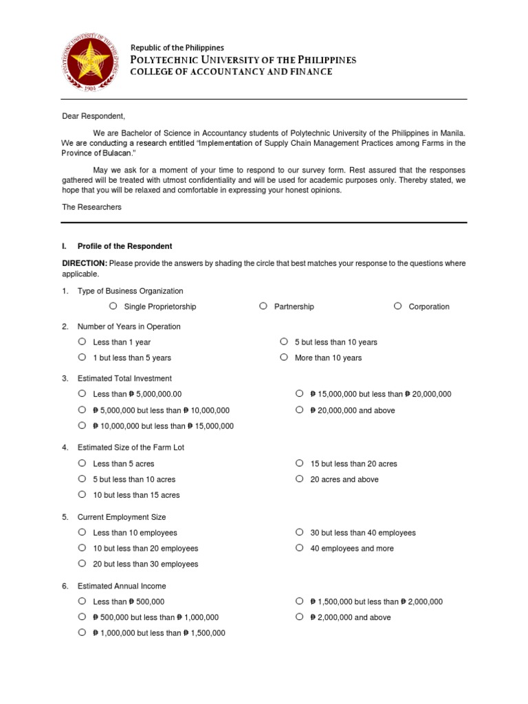 Supply Chain Management Questionnaire | Download Free PDF | Supply ...