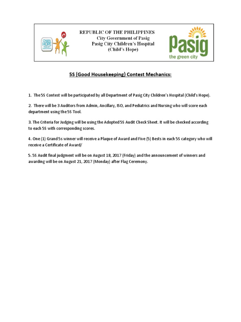 5S Contest Guidelines for Child's Hope | PDF | Business