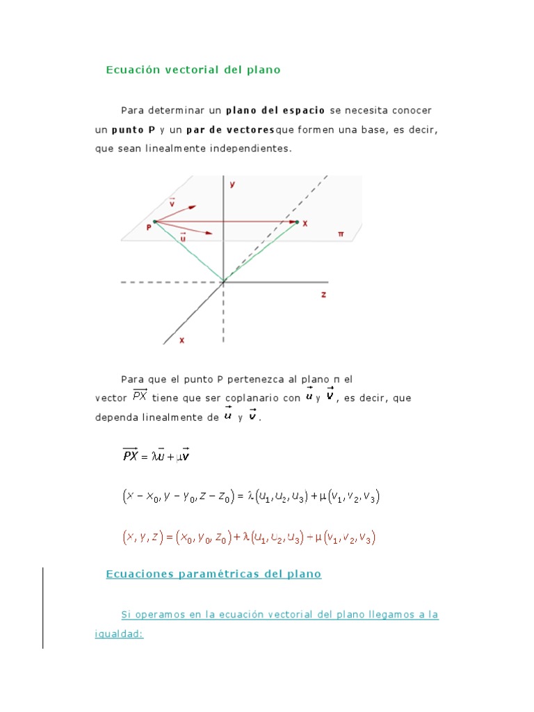 Ecuación Vectorial Del Plano | PDF