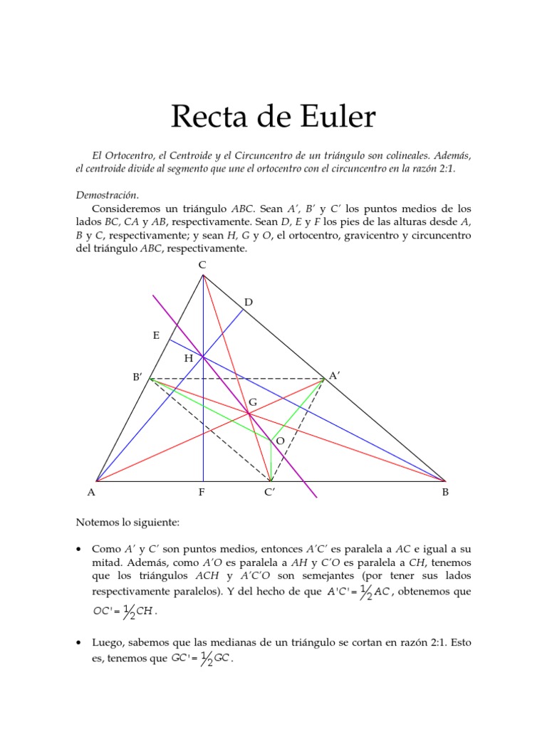 Recta Euler y 9 Puntos | Descargar gratis PDF | Triángulo | Espacio
