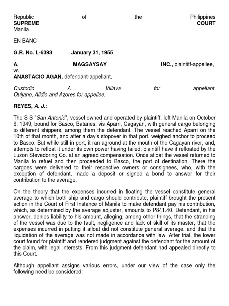 Supreme Court Ruling on General Average | PDF | Marine Salvage ...