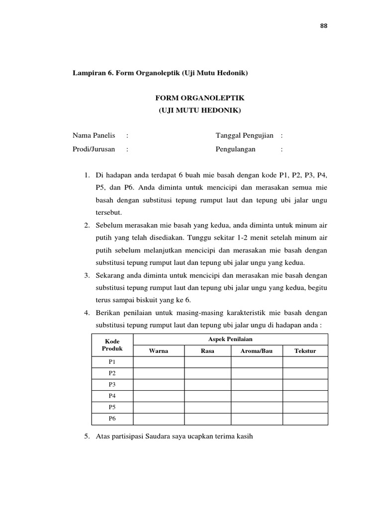 Form Mutu Hedonik | PDF