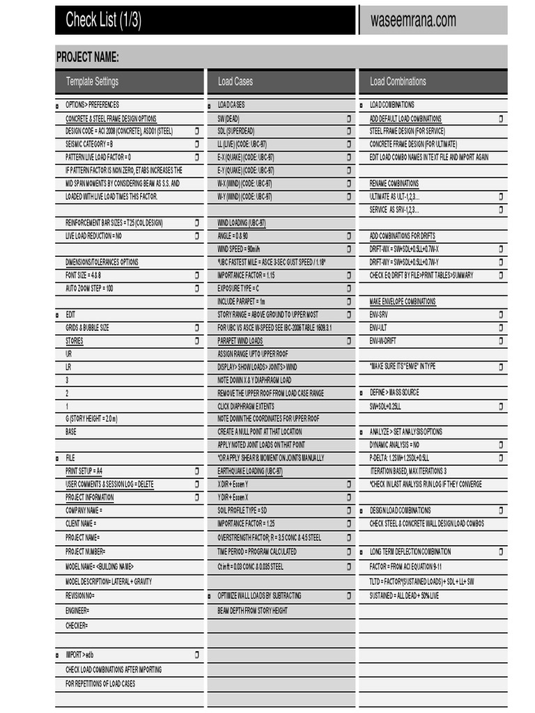 ETABS Checklist 2.0 | PDF | Beam (Structure) | Column