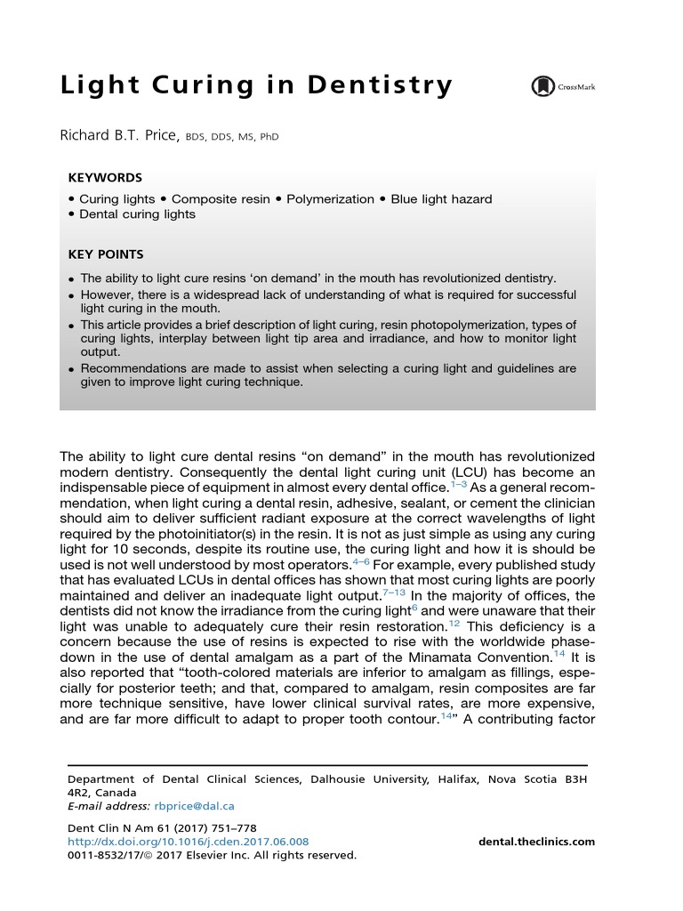 Light Curing in Dentistry | PDF | Light Emitting Diode | Incandescent ...