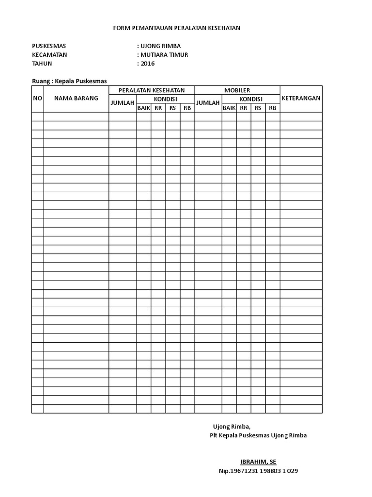 Form Pemantauan Peralatan Kes | PDF | Kesehatan Holistik