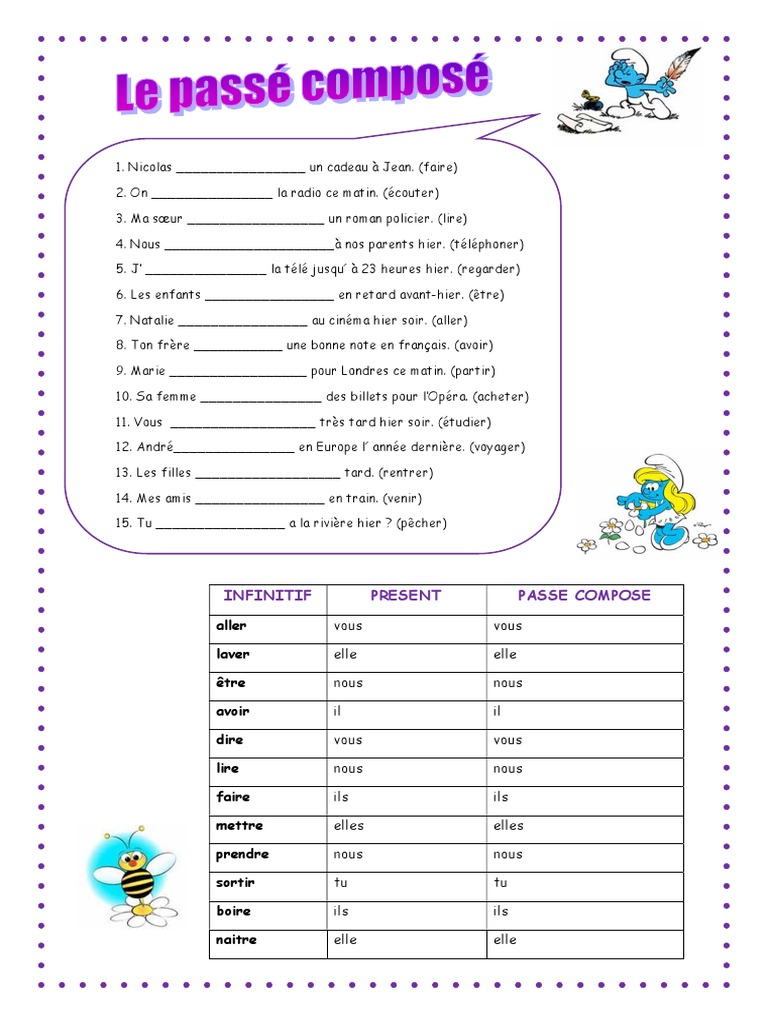 Exercices Passé Composé | PDF | Échecs | Jeux et activités