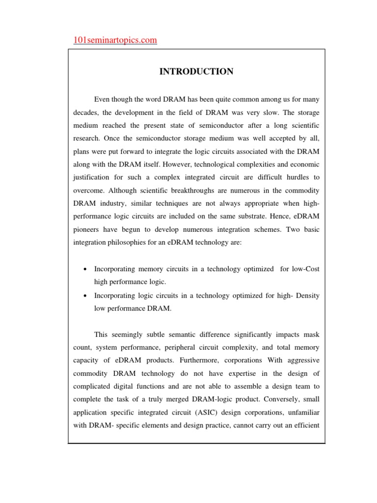 Embedded Dram Pdf Dynamic Random Access Memory System On A Chip