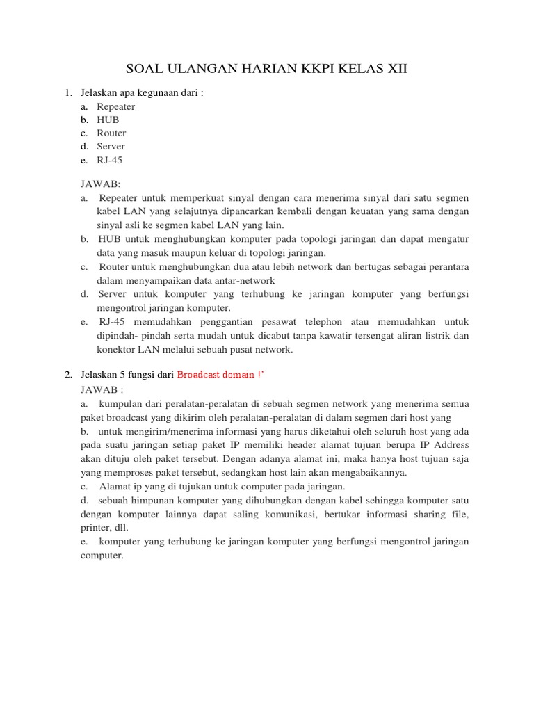 Soal KKPI Kelas XII | PDF | Komputer