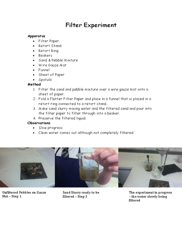 Filter Experiment: Apparatus | PDF