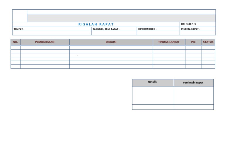 Format Risalah Rapat | PDF