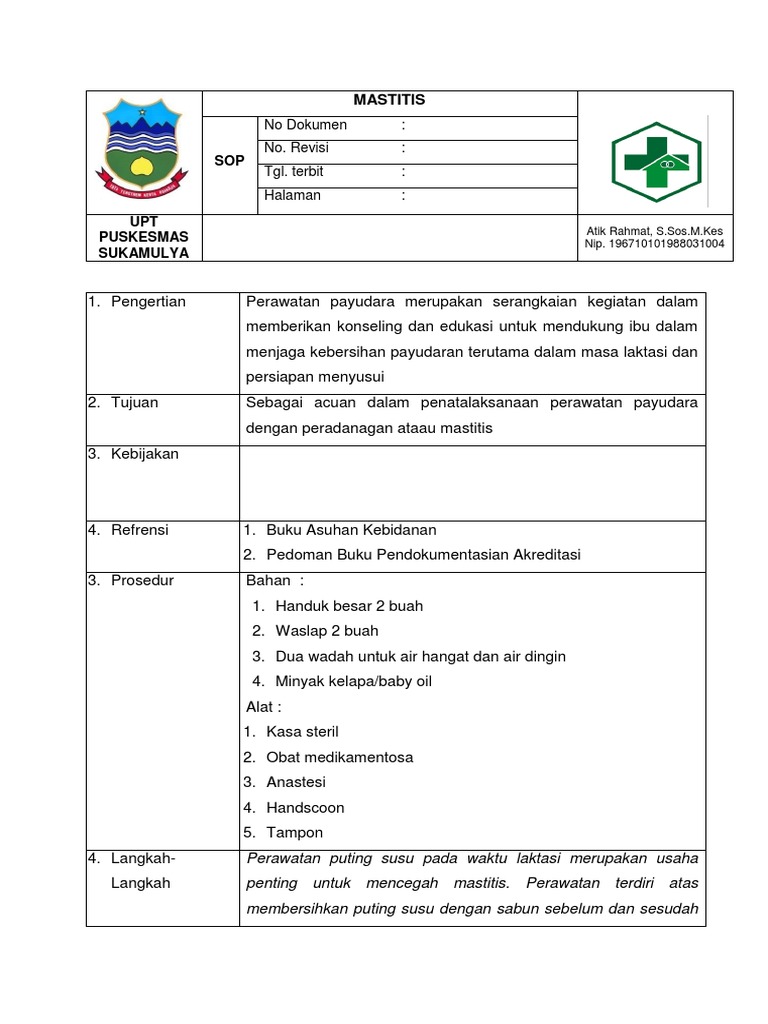 Sop Mastitis | PDF | Pengembangan Diri