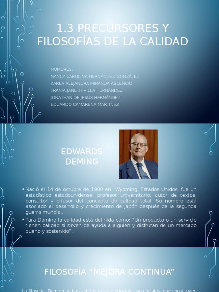 Precursores y Filosofias de La Calidad | Calidad (comercial) | Diseño