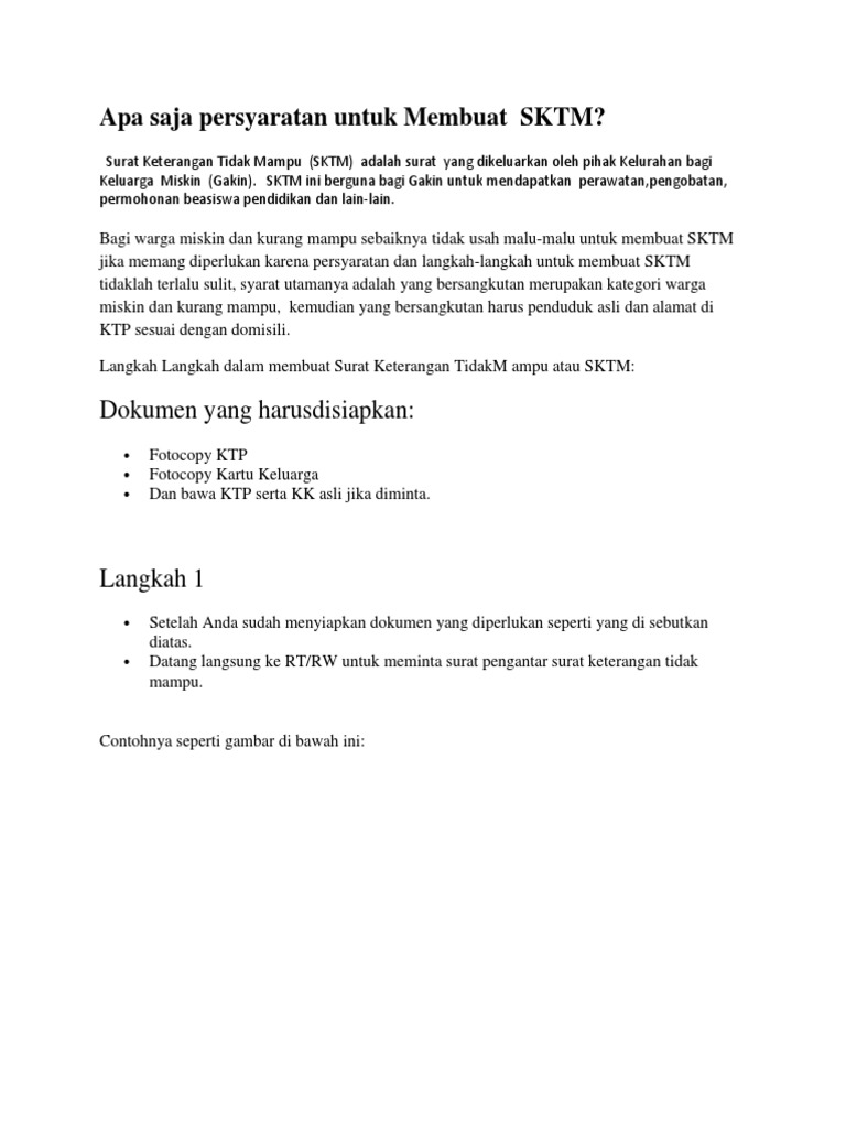 Apa Saja Persyaratan Untuk Membuat Sktm Pdf