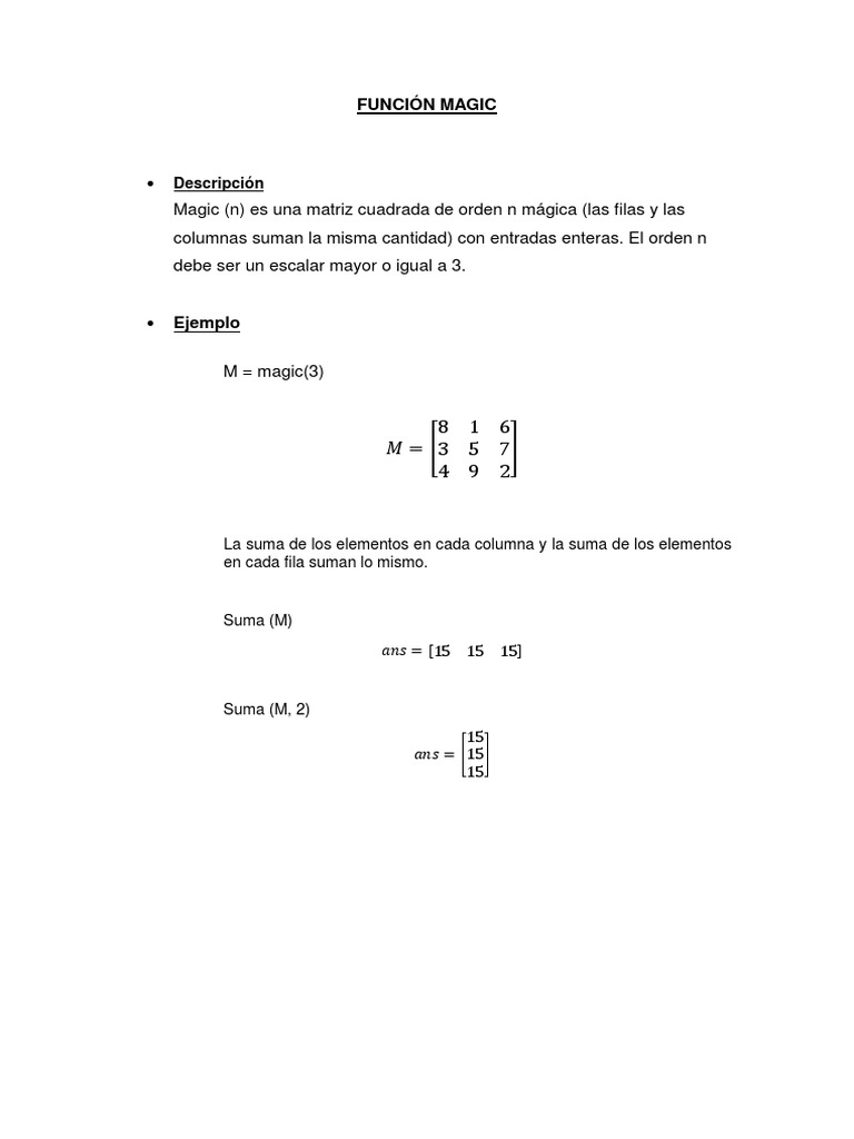 Función Magic Matlab Pdf 1534
