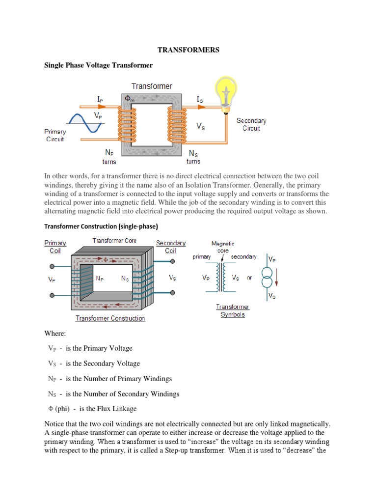 Transformers Single Phase Voltage Transformer | PDF | Transformer ...