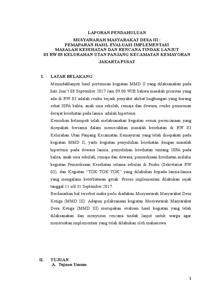 Laporan Pendahuluan MMD III | PDF