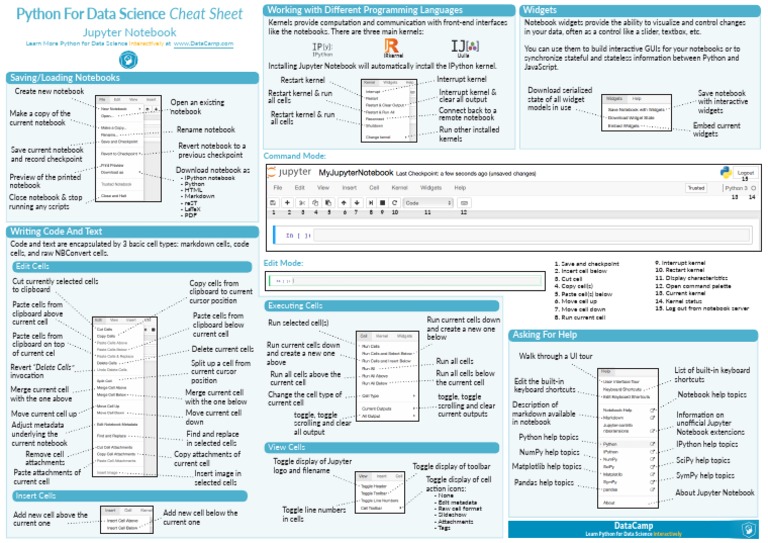 Jupyter Notebook Cheat Sheet | PDF | Kernel (Operating System) | Widget ...