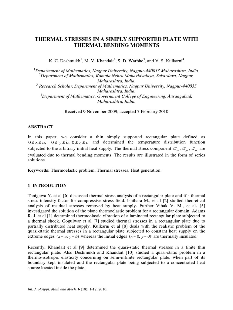 Thermal Bending Moments | PDF | Bending | Sine