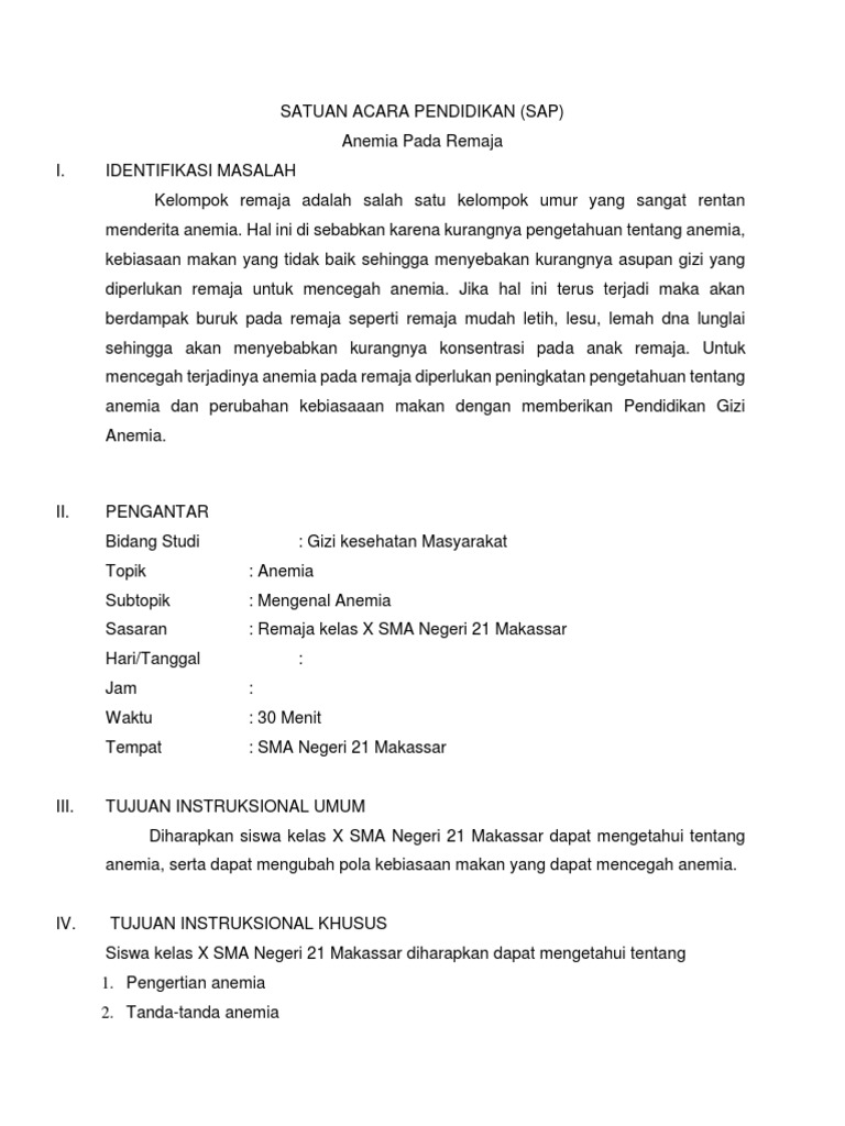 SAP Anemia | PDF