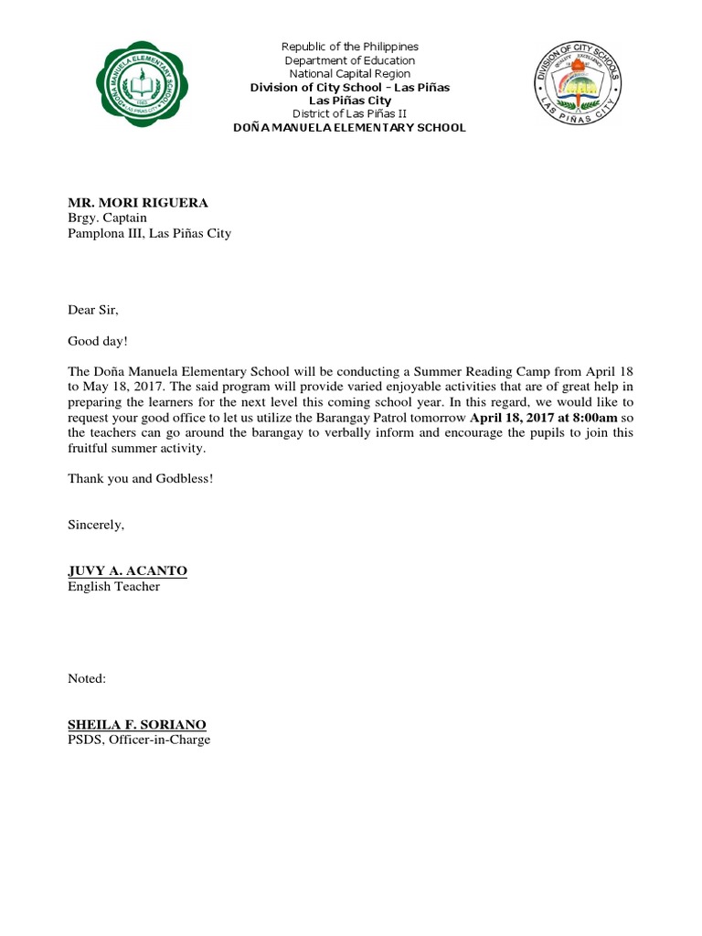 Brgy. Letter | PDF