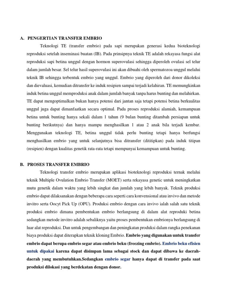 Proses Pemindahan Embrio | PDF