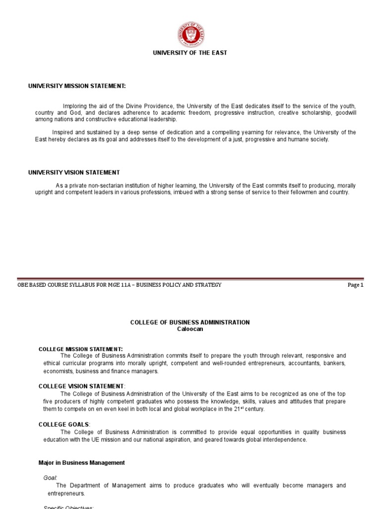 MGE 11A Business Policy and Strategy 2017 2018 | PDF | Strategic ...