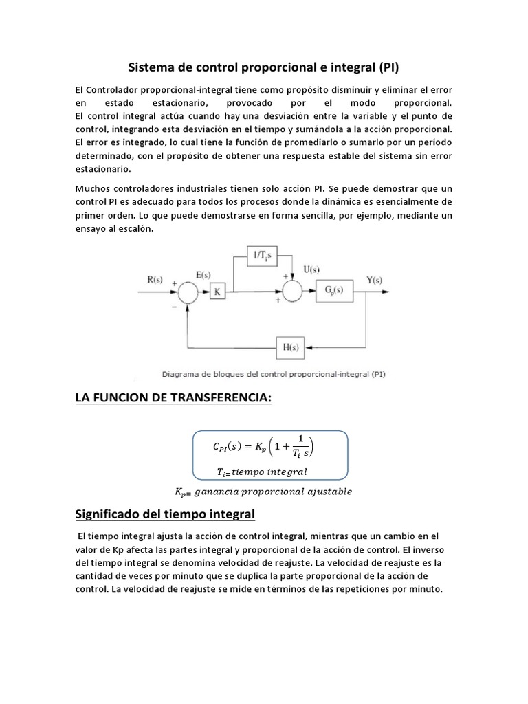 Sistema de Control Proporcional e Integral | PDF