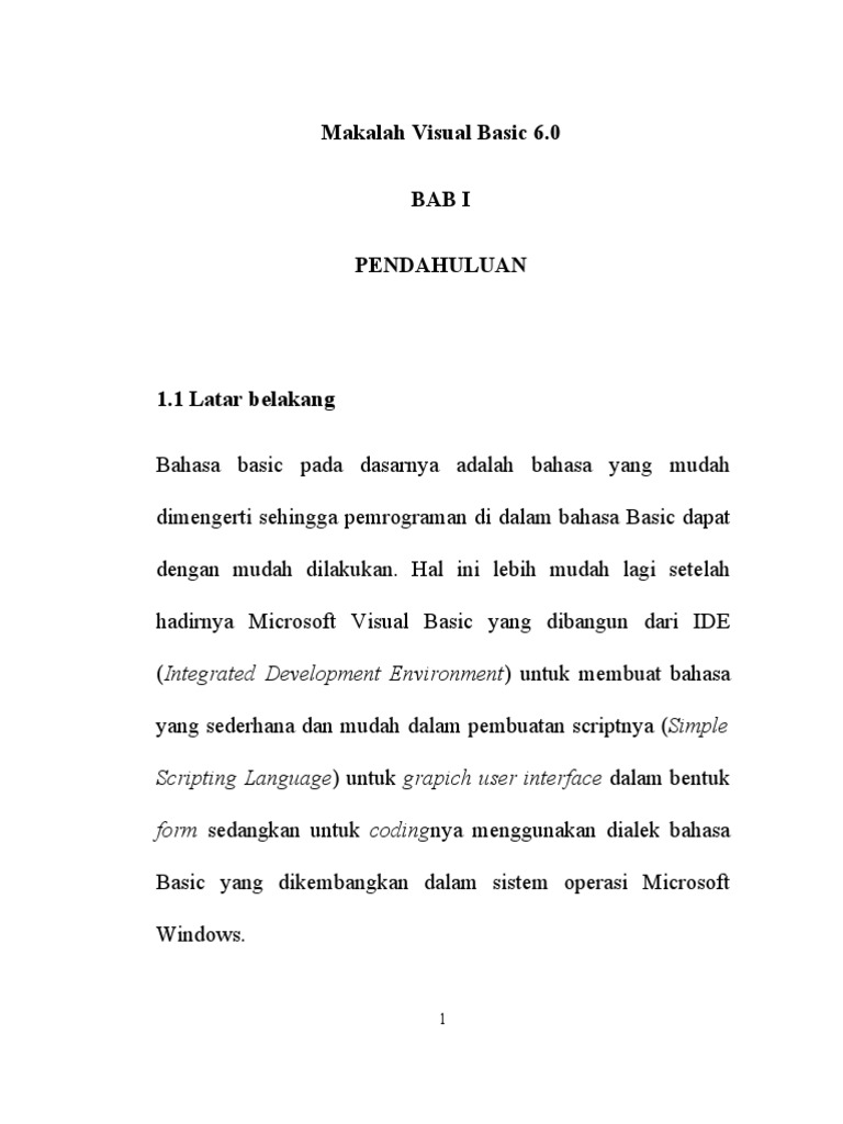 Makalah Visual Basic 6 - MAKALAH PEMROGRAMAN VISUAL BASIC 6.0 | PDF