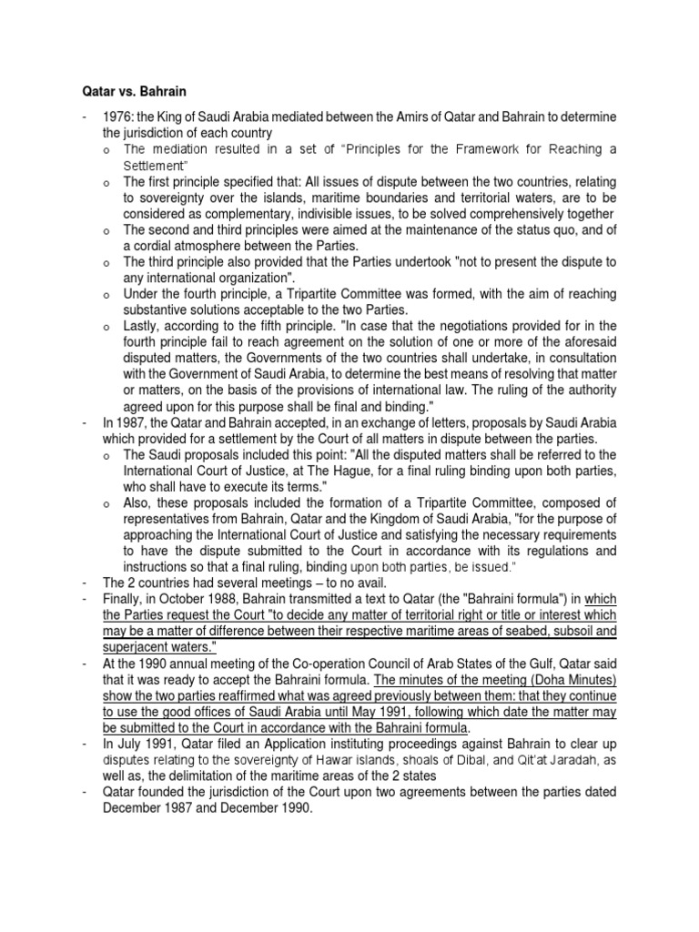 Qatar vs. Bahrain | PDF | Treaty | Qatar