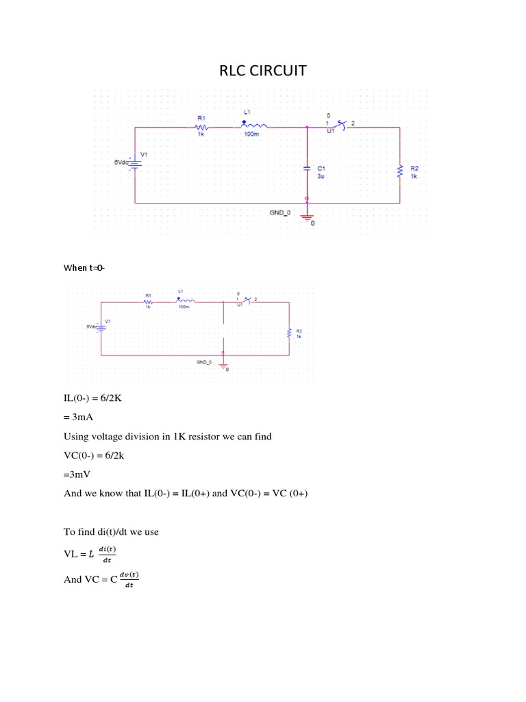 RLC Circuit: When T 0 | PDF