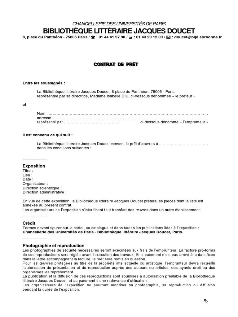 3780 BLJD Contrat de Pret Pour Expo