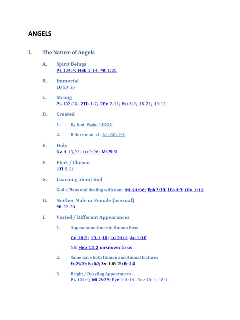 Angels - Study Outline | PDF | Angel | Jesus