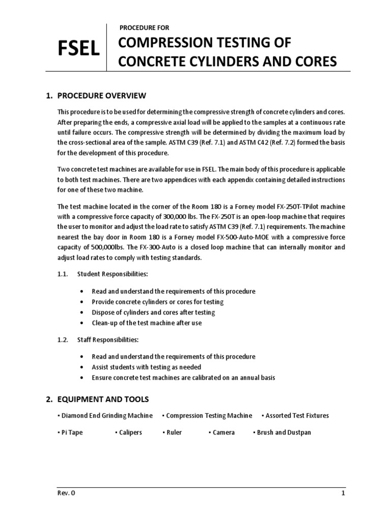FSEL Concrete Compression Rev 00 | PDF | Strength Of Materials | Concrete