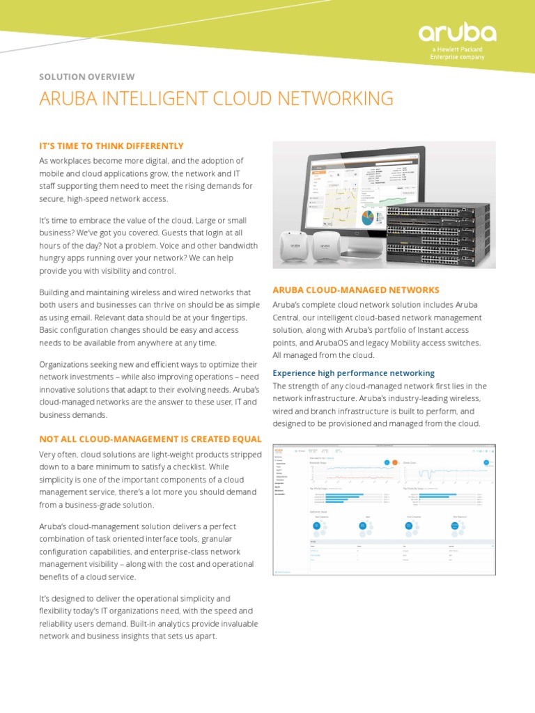 Aruba Intelligent Cloud Networking: Solution Overview | PDF | Provisioning | Cloud Computing