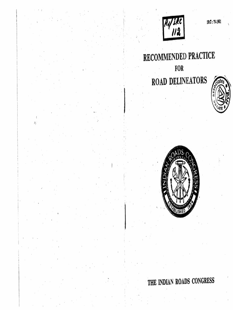 Irc 79 1981 Recommended Practice For Road Delineators PDF | PDF