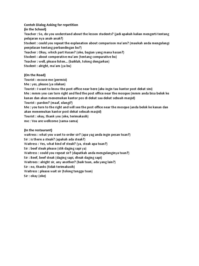 Dialog Asking for Repetition