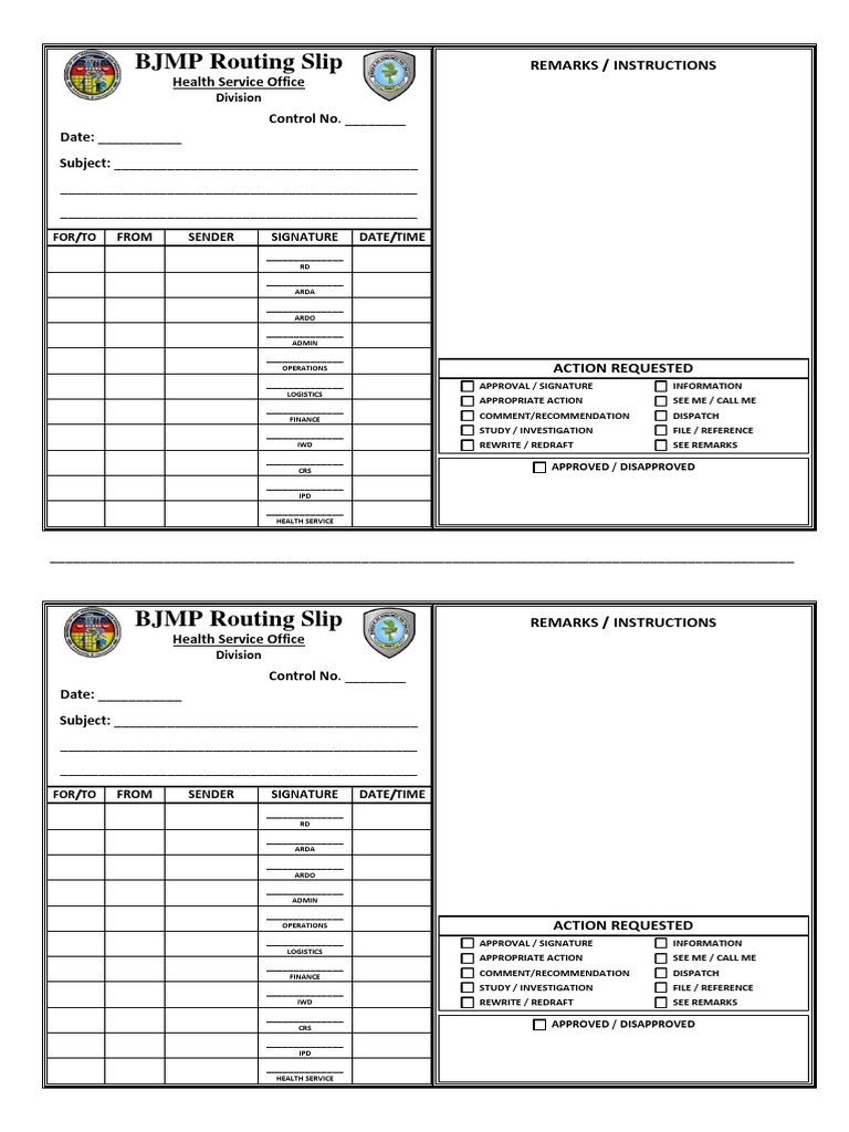 BJMP Routing Slip Approval Process | PDF | Business