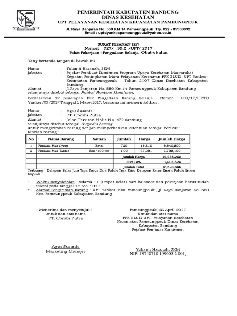 Surat Pesanan Combi | PDF