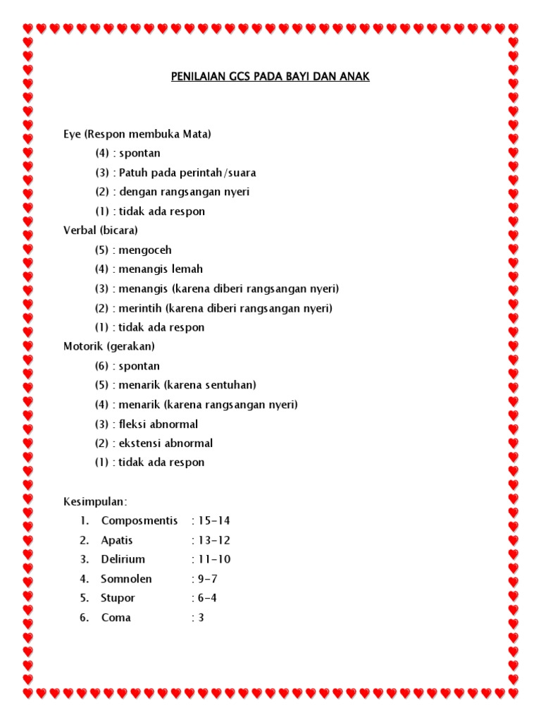 Penilaian Gcs Pada Bayi Dan Anak | PDF
