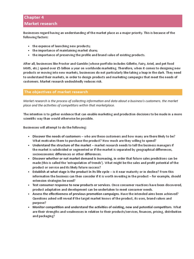 Chapter 4 Market Research Pdf Download Free Pdf Sampling
