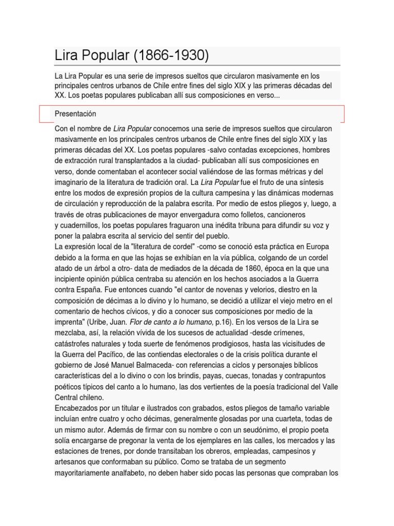 Lira Popular | PDF | Poesía | Chile