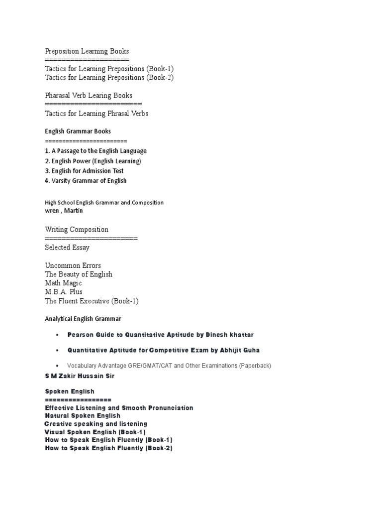 Preposition Learning Books | PDF